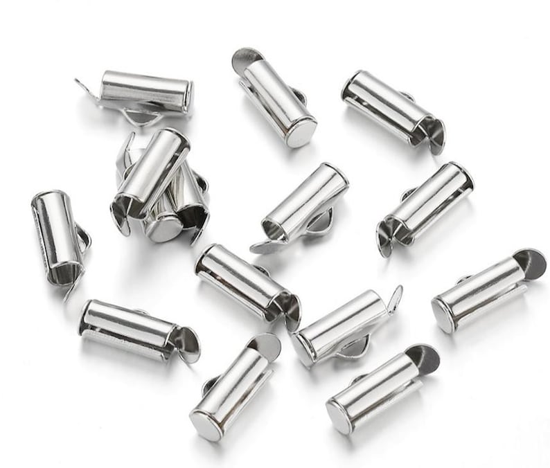 10pcs Stainless Steel Tube Slider End Caps, Slide on End Clasp, Tube ...