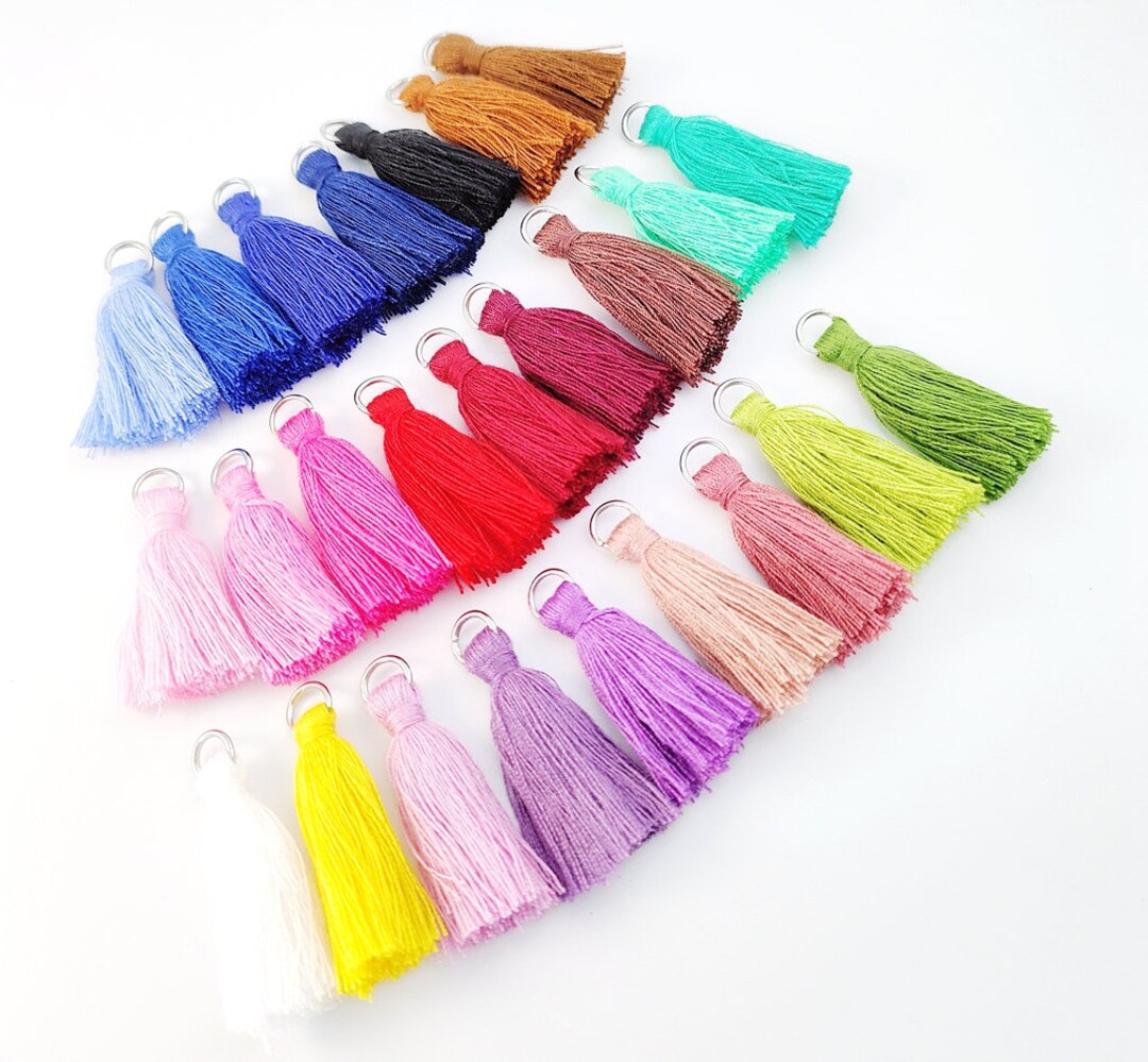 50pcs Mixed Colors Tassel Charms, Polyester Tassel Pendants, Bag Tassel ...