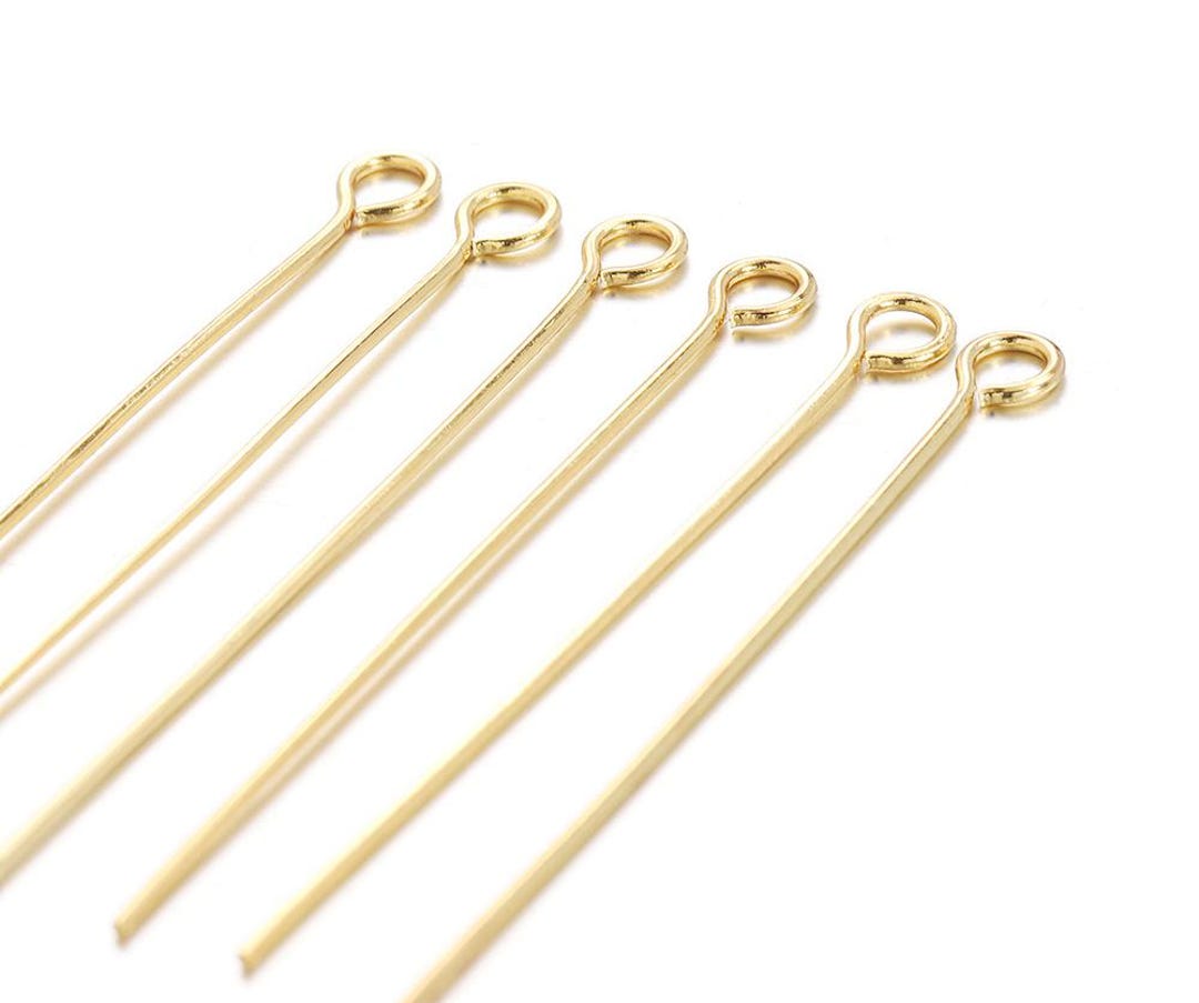 100pcs Stainless Steel Eye Pins, Gold Head Pin, Multiple Size Steel ...