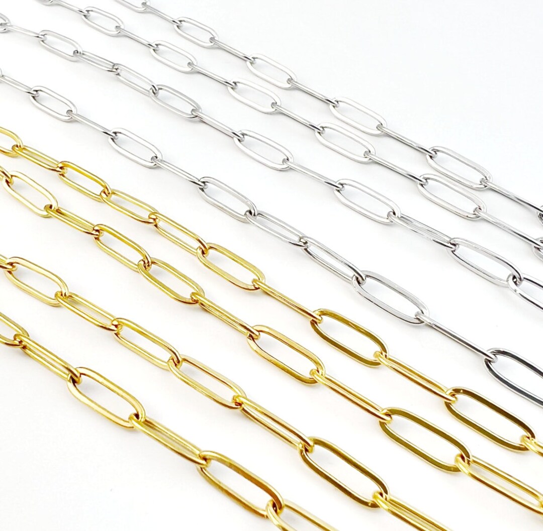 Stainless Steel Paperclip Chain, Gold Paperclip Chains, Soldered Closed ...