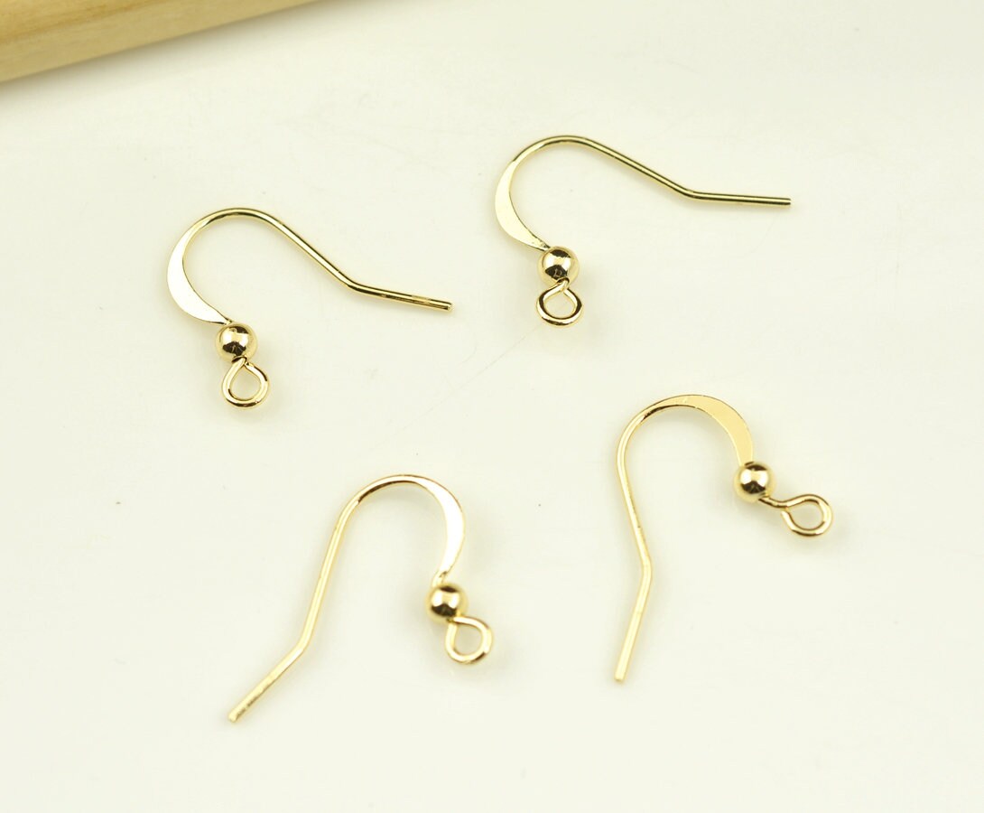 Brass Earring Hooks, 14K Gold Ear Wires, Gold Ear Hooks, Gold Earring ...
