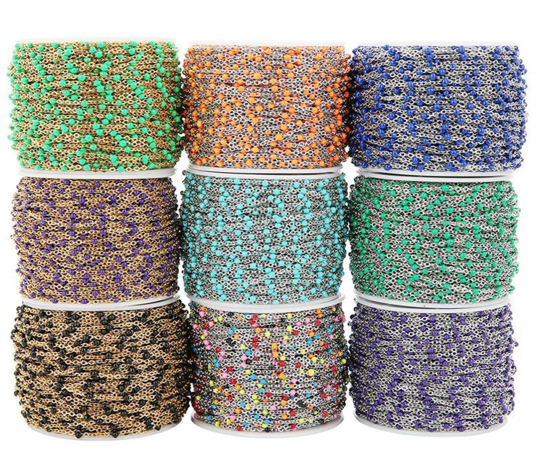 Stainless Steel 1.5mm Links Enamel Bead Chain, Cross Chains, Color ...