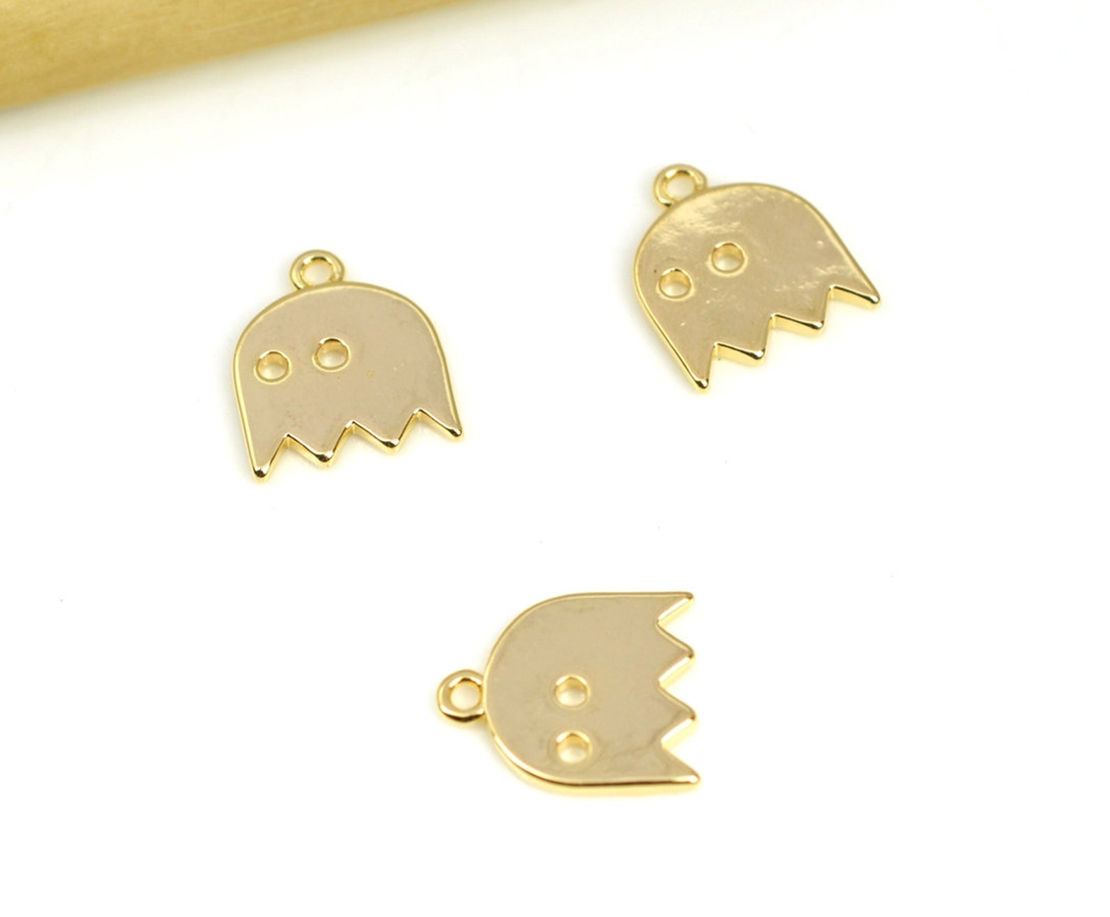 Brass Ghost Charms 18K Gold Ghost Pendant Gold Spooky Ghost - Etsy