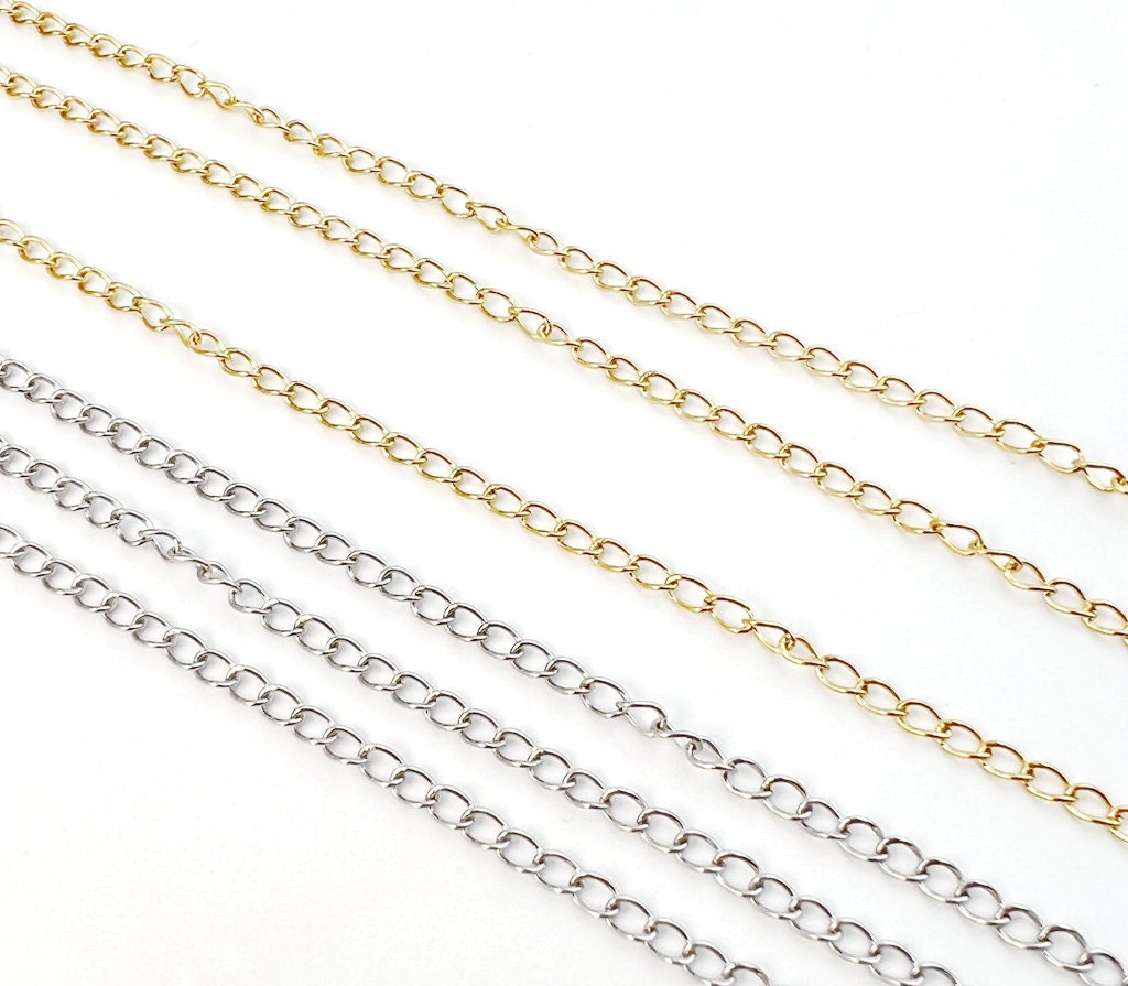 5 Meters Stainless Steel Twisted Link Chain, Gold Curb Chains, Soldered ...