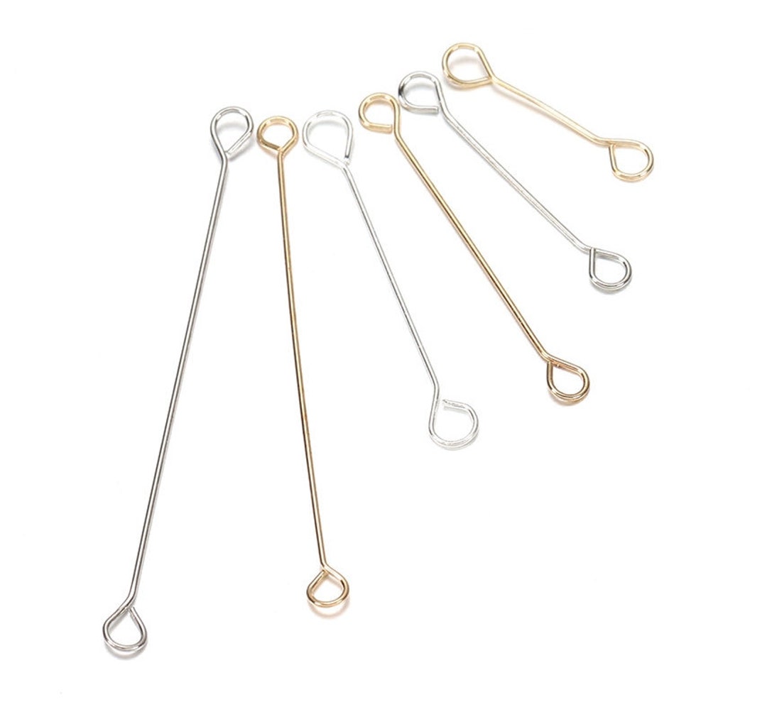 300pcs Stainless Steel Eye Pins, Double Eye Pin, Multiple Size, Steel ...