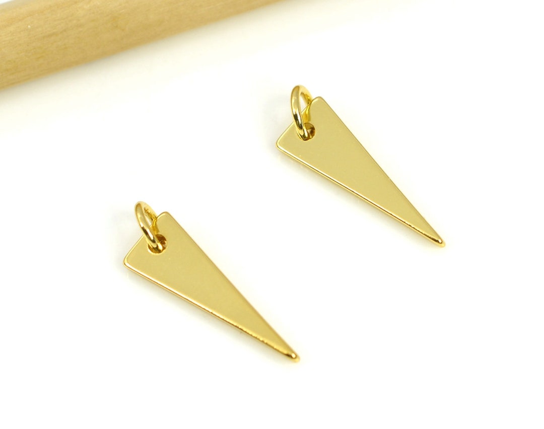 18K Gold Triangle Charm: Brass Dangle Pendant 6x18mm - Etsy
