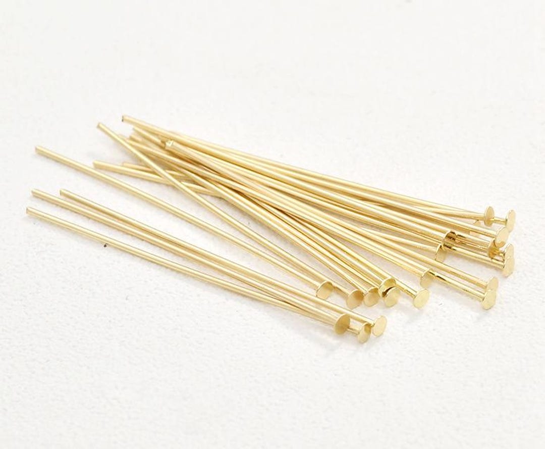 100pcs Stainless Steel Head Pins, Gold Flat Top Head Pin, Multiple Size ...