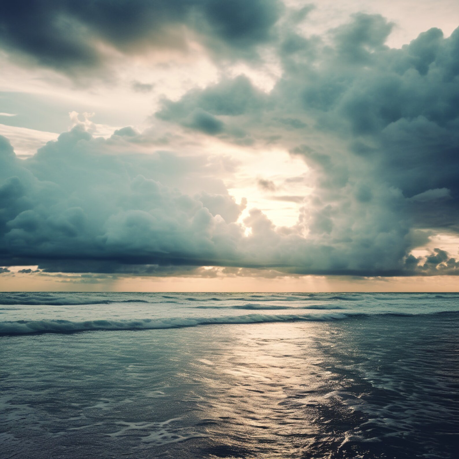 Minimal Ocean Art | Cloud Art | Beutiful Day Art | Ocean Print | Cloud ...