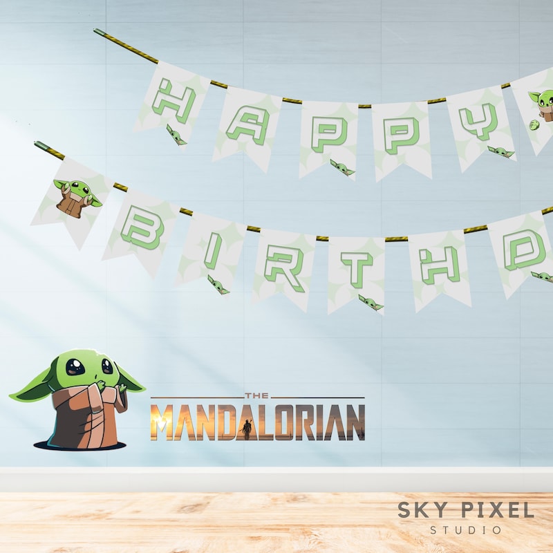 Baby yoda birthday banner - Etsy