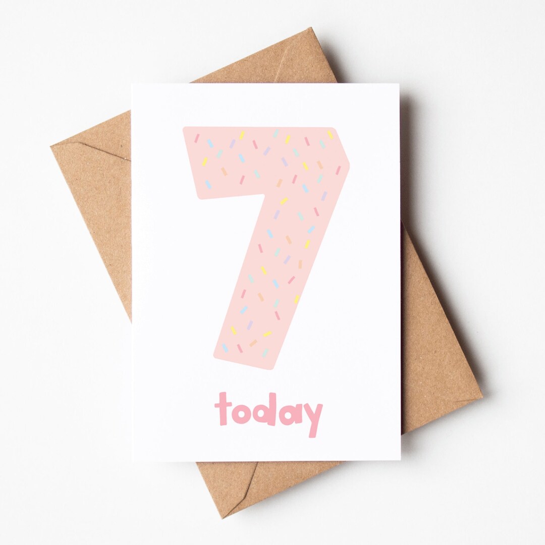 7th Birthday Card Girls 7th Birthday Card 7 Year Old - Etsy