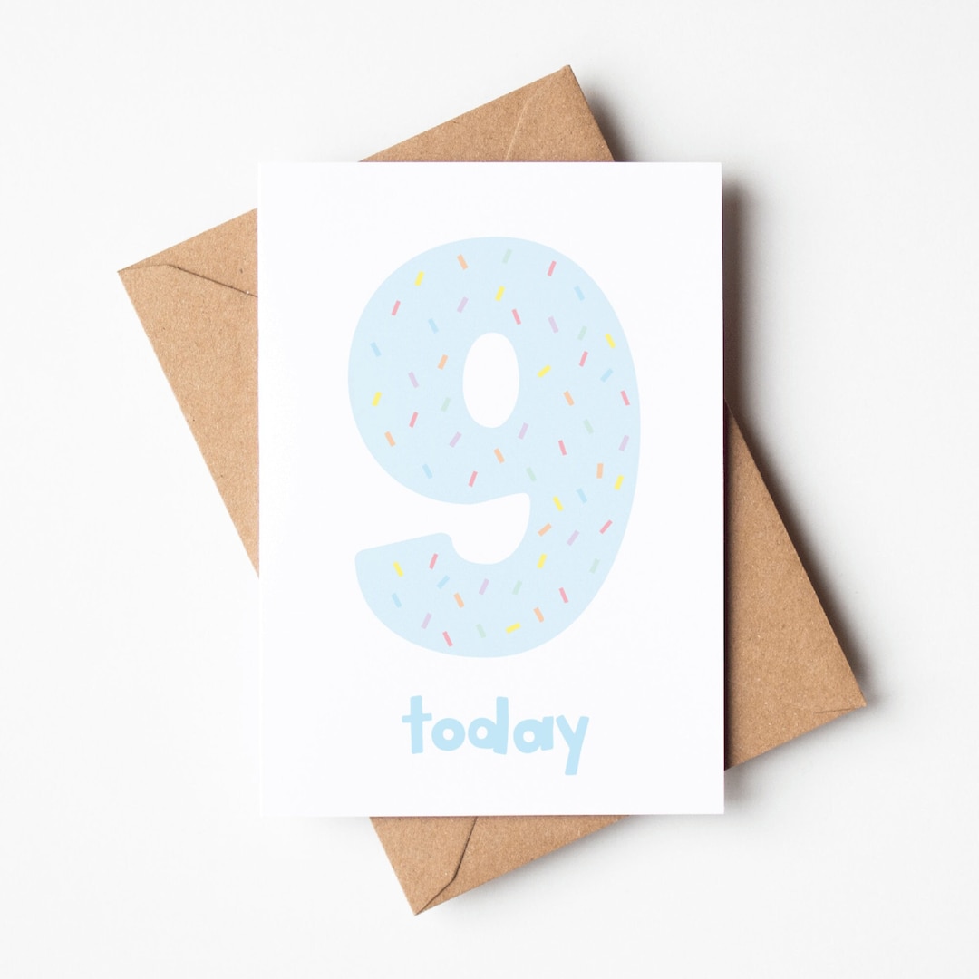 9th Birthday Card, Boys 9th Birthday Card, Illustrated Confetti ...