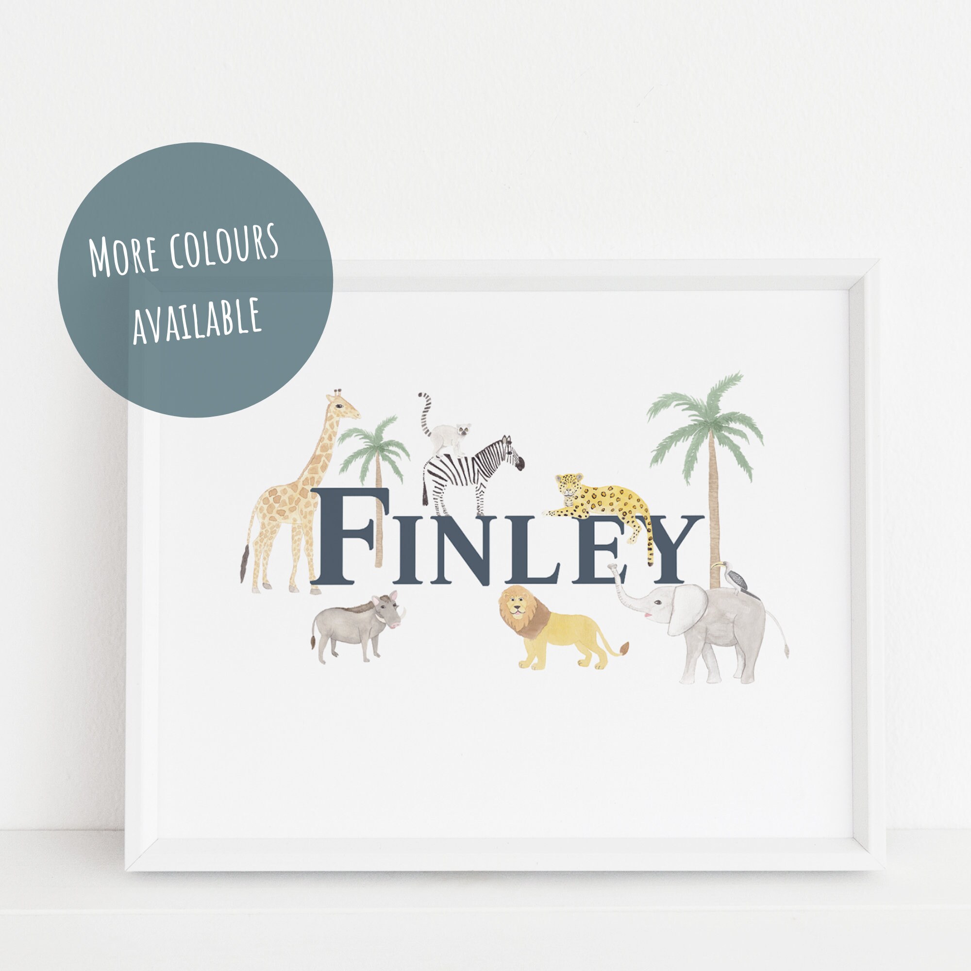 Personalised Animal Print Safari Animals Name Print Animal - Etsy UK