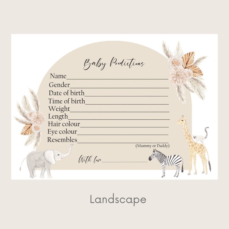 Baby Shower Prediction Cards Pack of 5 Baby Prediction - Etsy UK