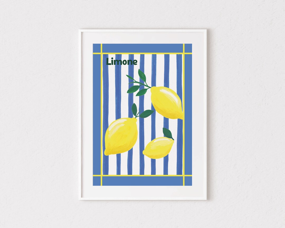 Lemon Print, Lemon Painting, Kitchen Print, Bright Lemons Painting ...