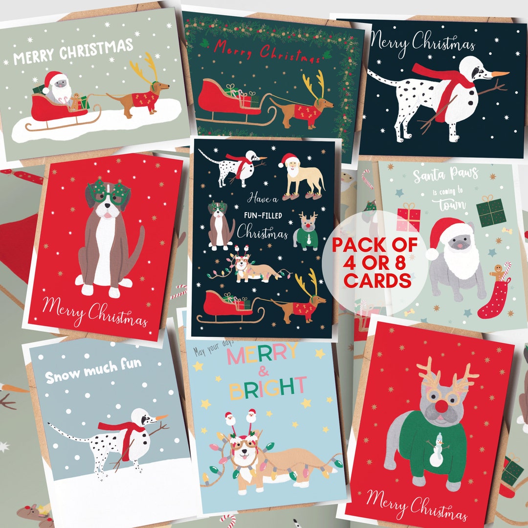 Dog Christmas Card Pack Funny Dog Christmas Cards Cute - Etsy