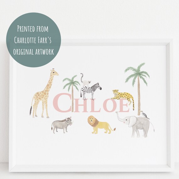 Personalised Name Print Animal Print for Nursery Children - Etsy