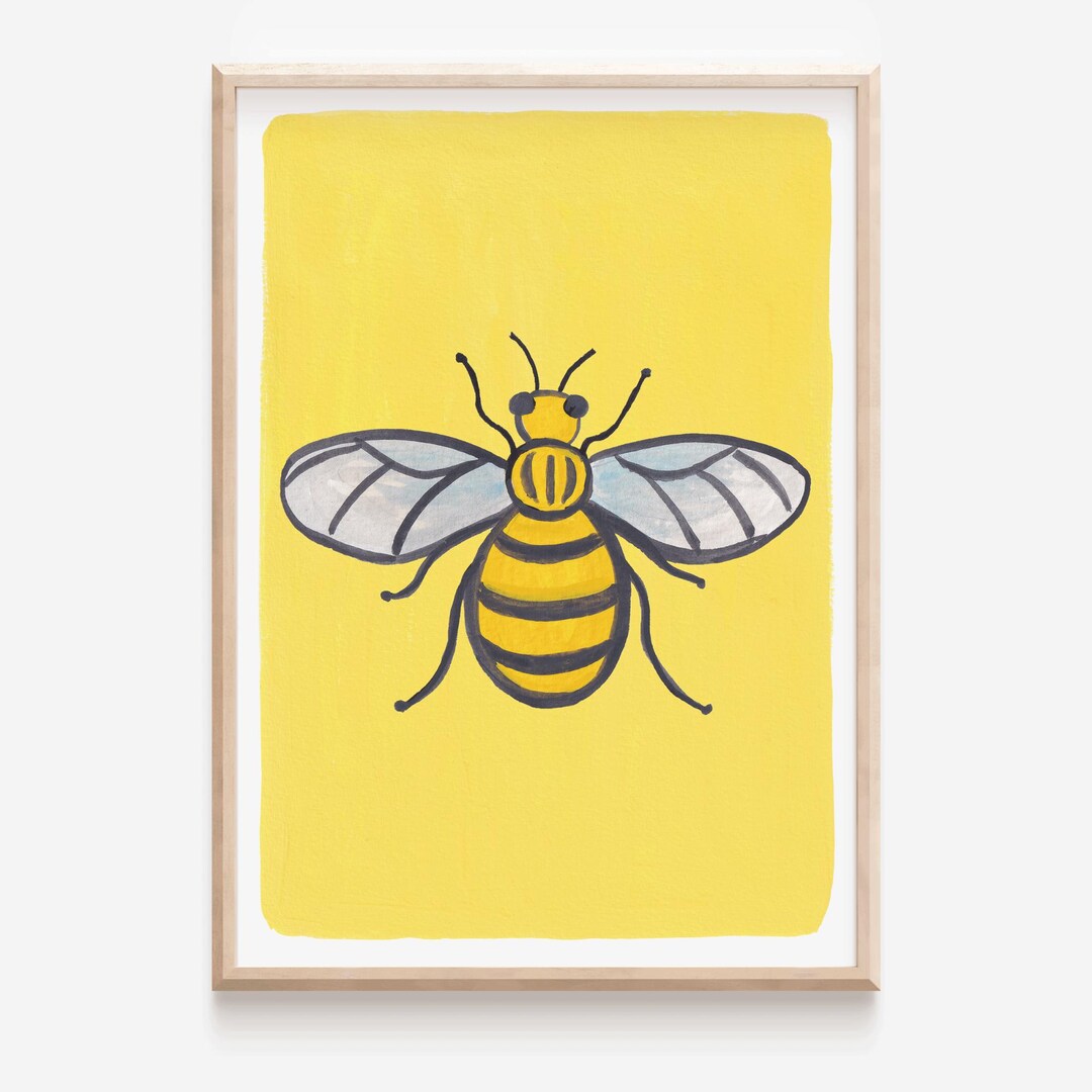 Bee Art Print, Bee Painting, Bee Gift, Manchester Bee Print, Bee Poster ...