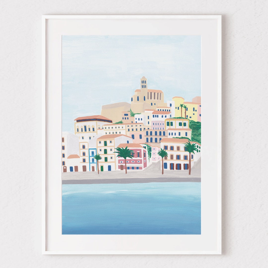 Ibiza Art Print, Ibiza Painting, Travel Print, Ibiza Town Print ...