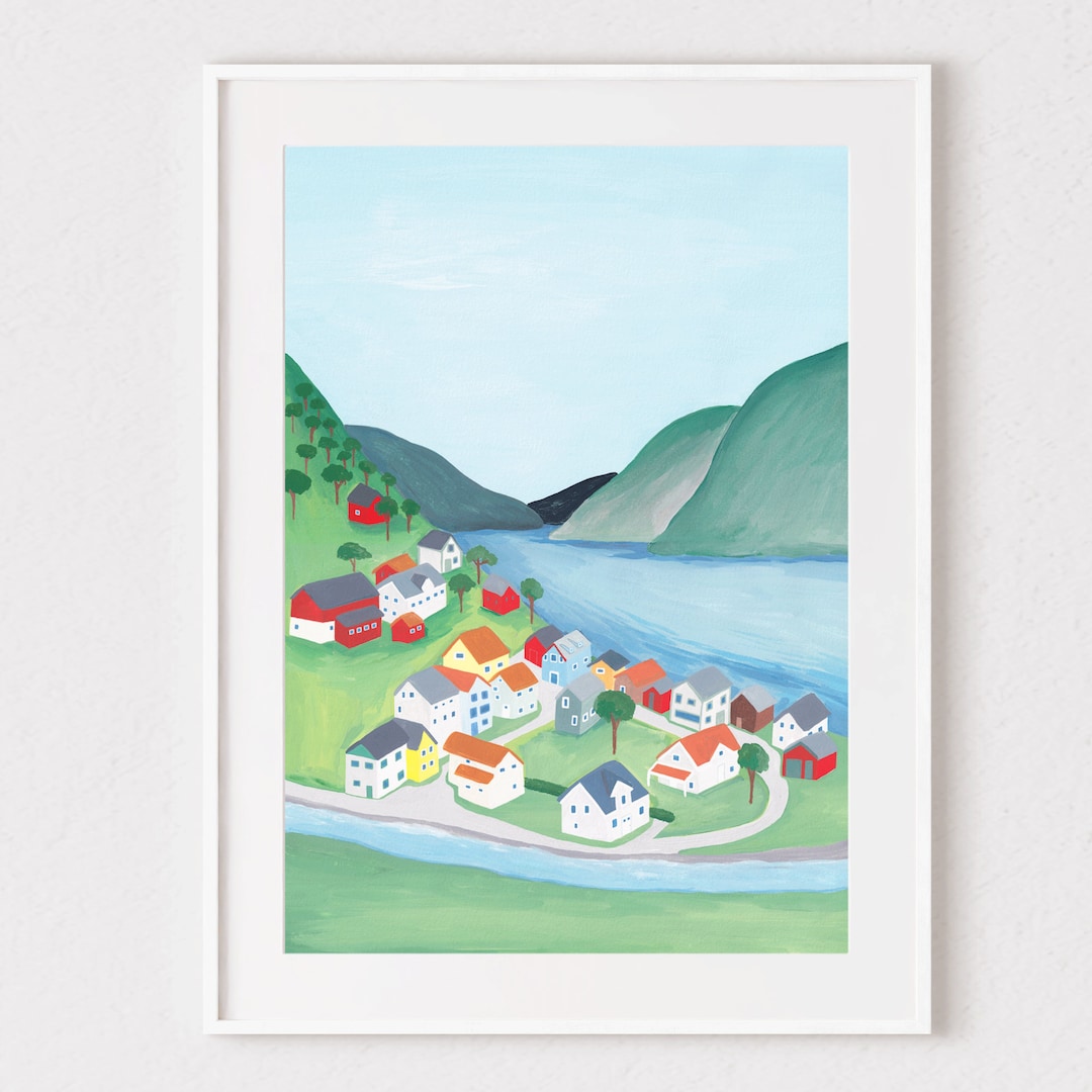 Norway Art Print, Norway Painting, Travel Print, Scandinavian Print ...