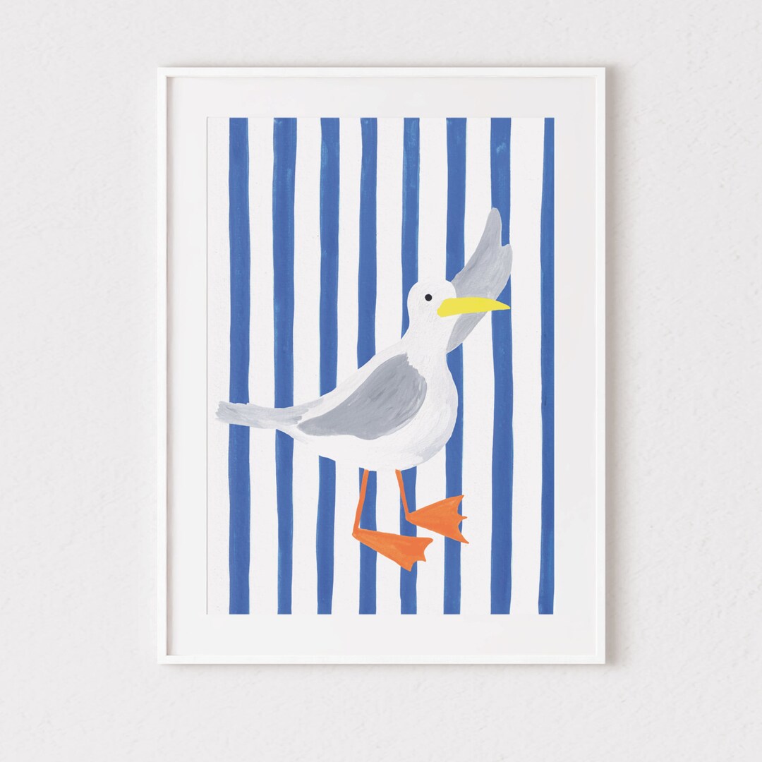 Seagull Art Print, Seagull Print, Summer Art Print, Coastal Decor ...