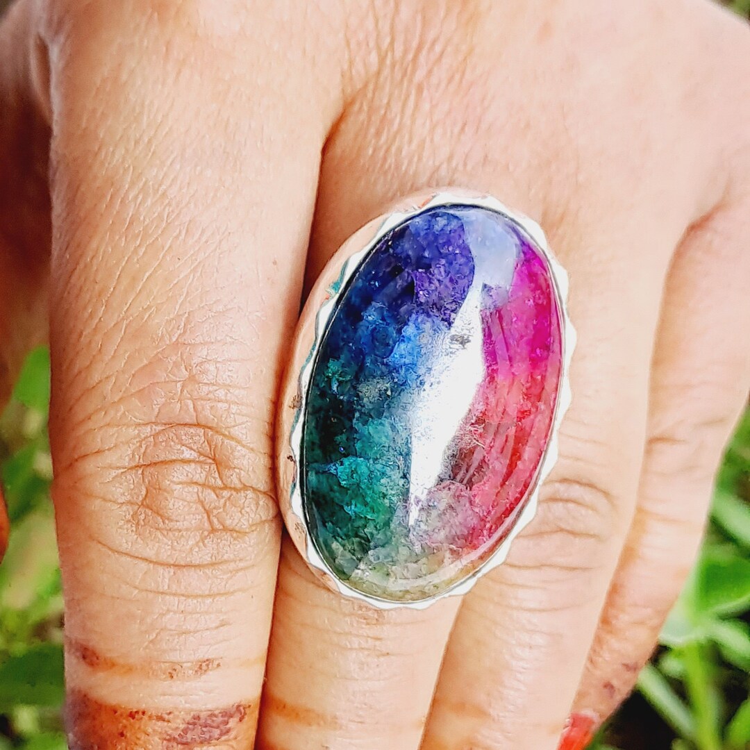 Rainbow Solar Quartz Ring, Gemstone Ring, Statement Ring, Handmade ...