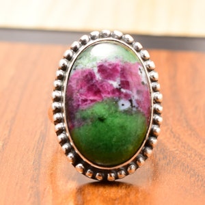 Tanzania Ruby Zoisite Ring, Oval Shape Gemstone Ring, 925 Sterling Ring, Natural Ruby Zoisite ...