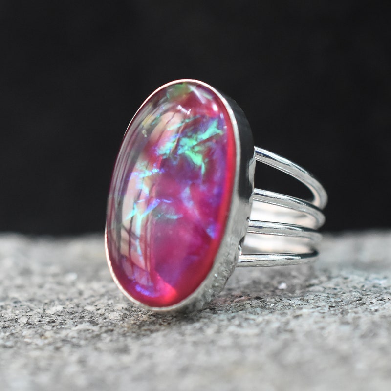 Pink Fire Opal Ring - Etsy