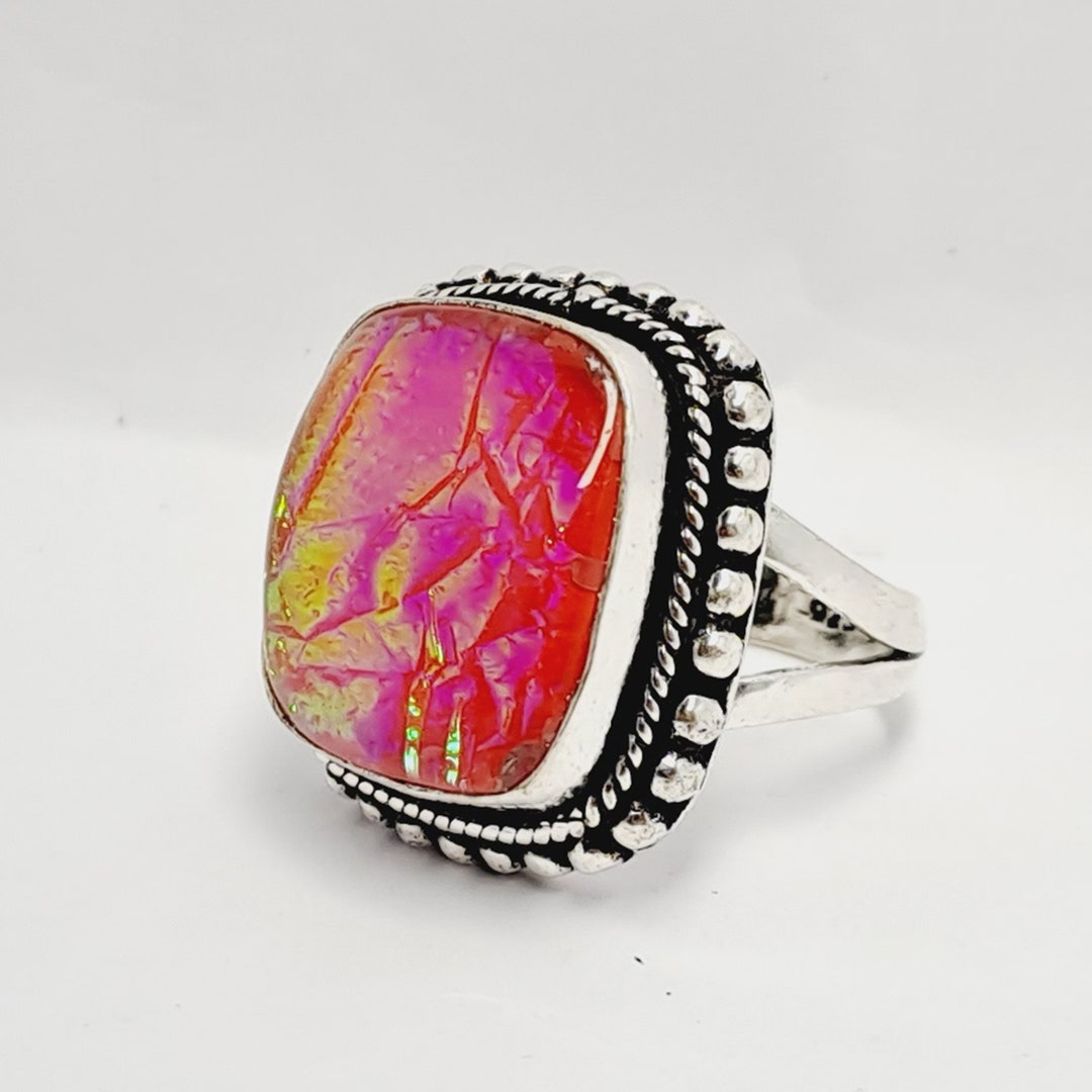 Australian Triplet Opal, Multi Fire Opal Ring, 925 Silver Ring ...