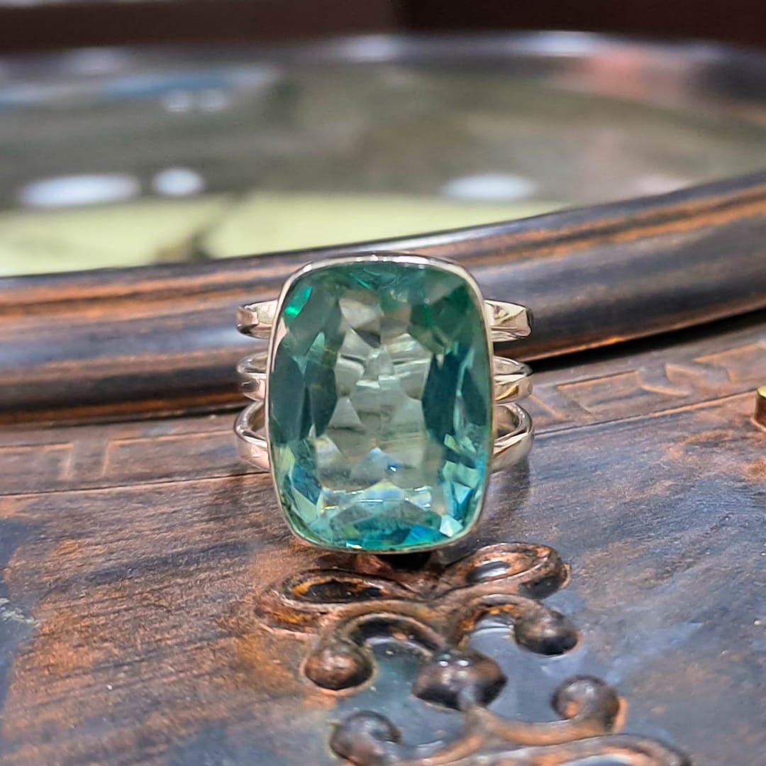 Amazing Aqua Apatite Ring, Apatite Handmade Ring, 925 Sterling Silver ...