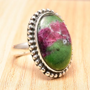 Tanzania Ruby Zoisite Ring, Oval Shape Gemstone Ring, 925 Sterling Ring, Natural Ruby Zoisite ...