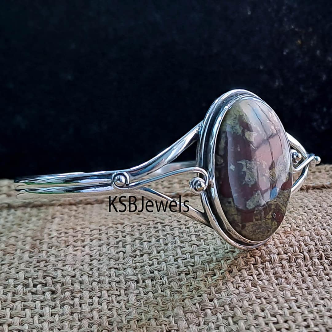 Dragons Blood Jasper Cuff, Natural Dragon Blood Jasper, 925 Silver Cuff ...