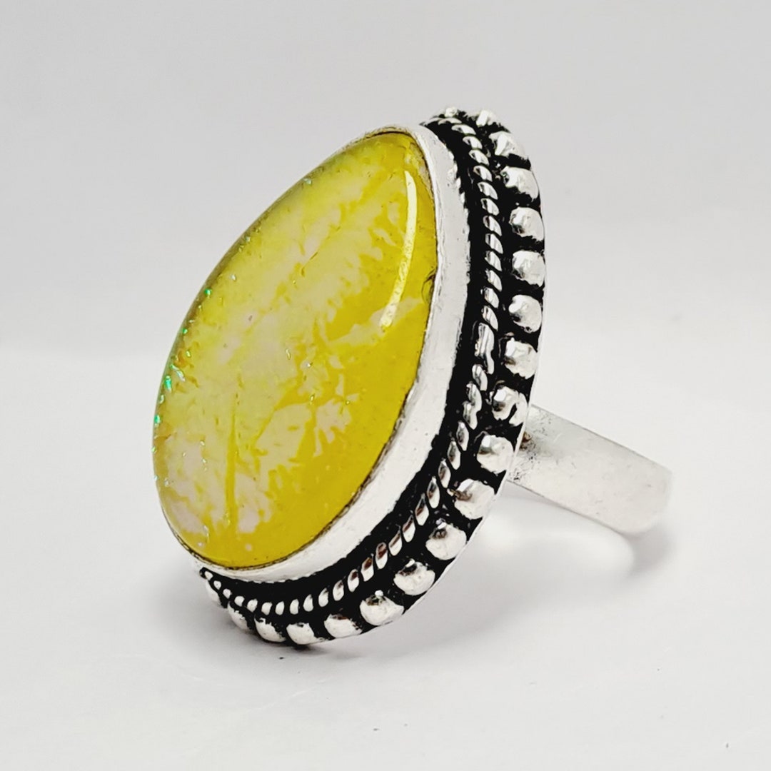 Australian Opal Sterling Silver Ring: Handmade Bohemian Jewelry - Etsy