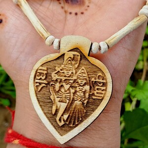 Radha Krishna Wood Locket in Natural Tulsi, Shri Ram Darbar Wood Locket ...