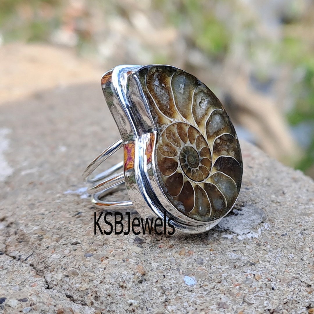 Ammonite Fossil Ring, 925 Sterling Silver Ring,statement Ring ...