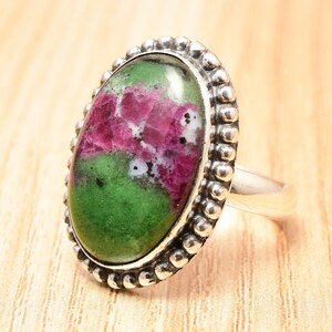 Tanzania Ruby Zoisite Ring, Oval Shape Gemstone Ring, 925 Sterling Ring, Natural Ruby Zoisite ...