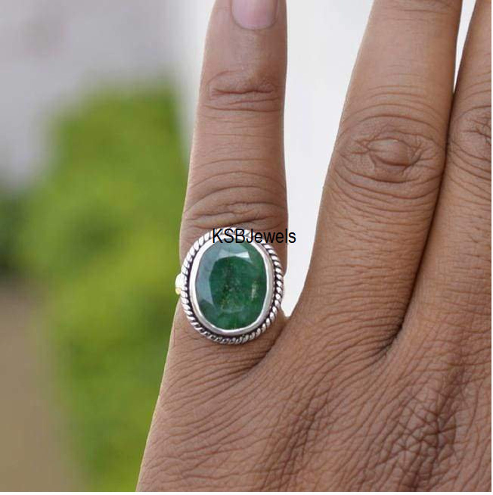 AA Natural Emerald Ring, Indian Natural Emerald Ring, Handmade Ring ...