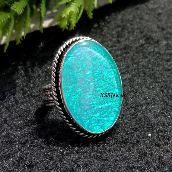 Australian Blue Fire Opal Ring 925 Sterling Silver Ring - Etsy