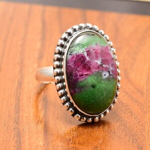 Tanzania Ruby Zoisite Ring, Oval Shape Gemstone Ring, 925 Sterling Ring, Natural Ruby Zoisite ...