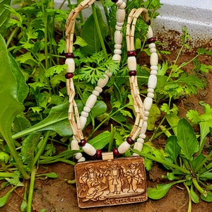 Radha Krishna Wood Locket in Natural Tulsi, Shri Ram Darbar Wood Locket ...