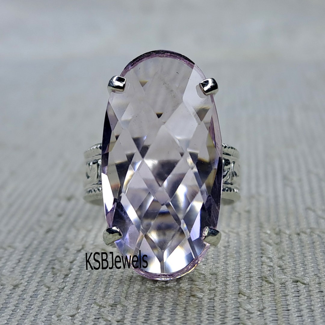 Rose Quartz Ring, Silver Band Ring, Gemstone Ring, Promise Ring ...