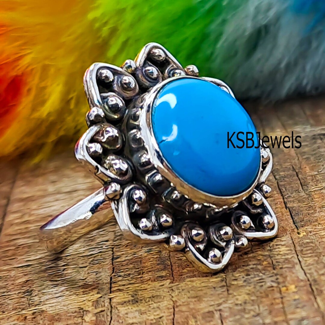 Sleeping Beauty Turquoise Ring: Sterling Silver Gemstone Statement Ring ...