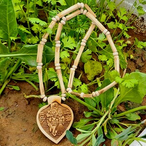 Radha Krishna Wood Locket in Natural Tulsi, Shri Ram Darbar Wood Locket ...