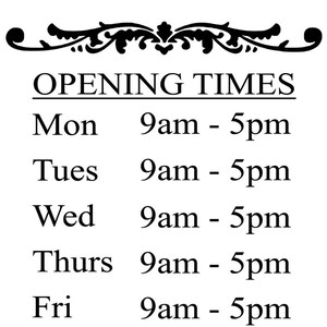 Shop Opening Hours Sign - Personalised Custom Welcome & Business Times ...