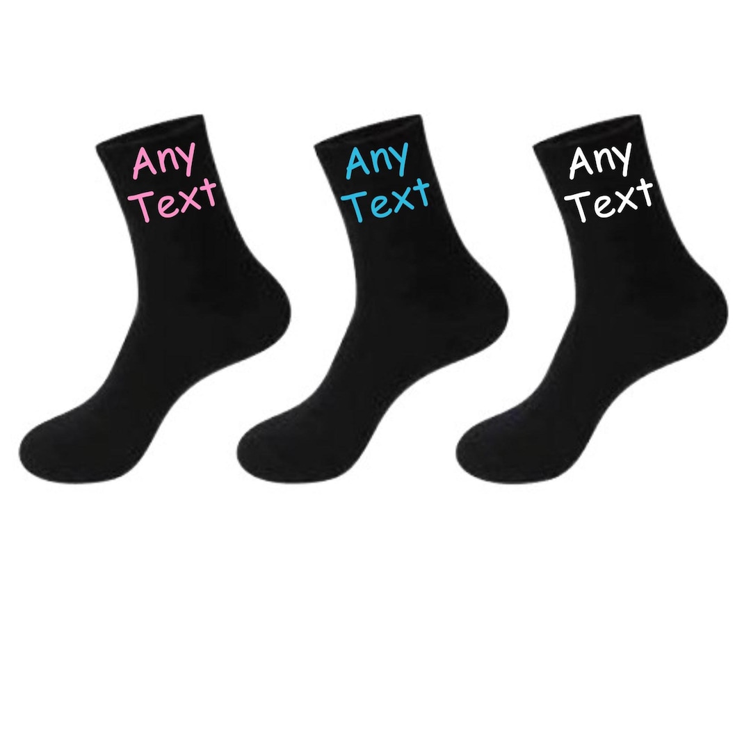 Personalised Text Socks Any Wording Men's Ladies Custom Gift Funny ...