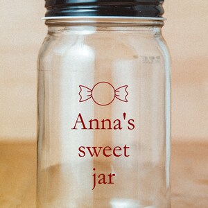 Personalised Sweet Jar Sticker - Any Name, Wording, Vinyl Decal, Jar ...