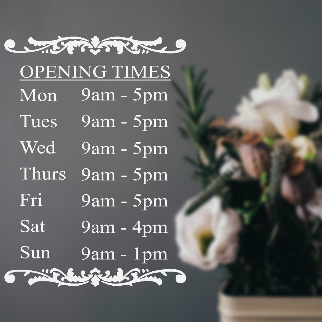 Shop Opening Hours Sign - Personalised Custom Welcome & Business Times ...