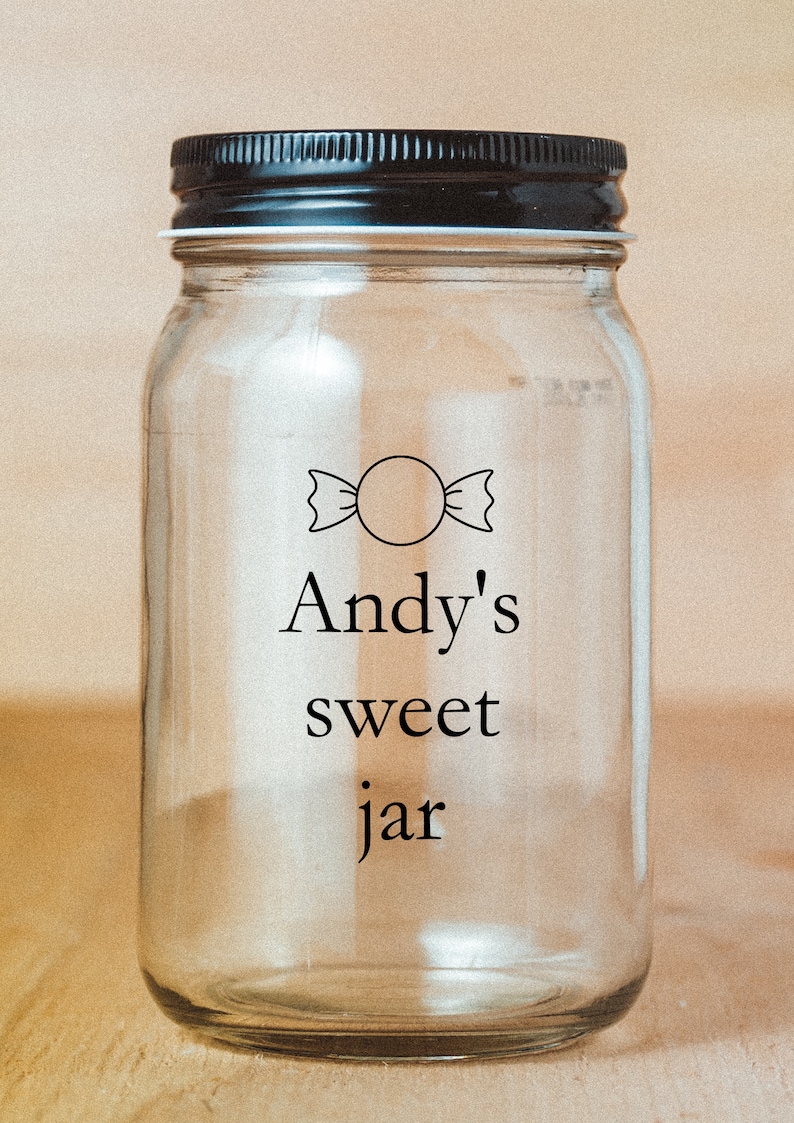 Personalised Sweet Jar Sticker - Any Name, Wording, Vinyl Decal, Jar ...