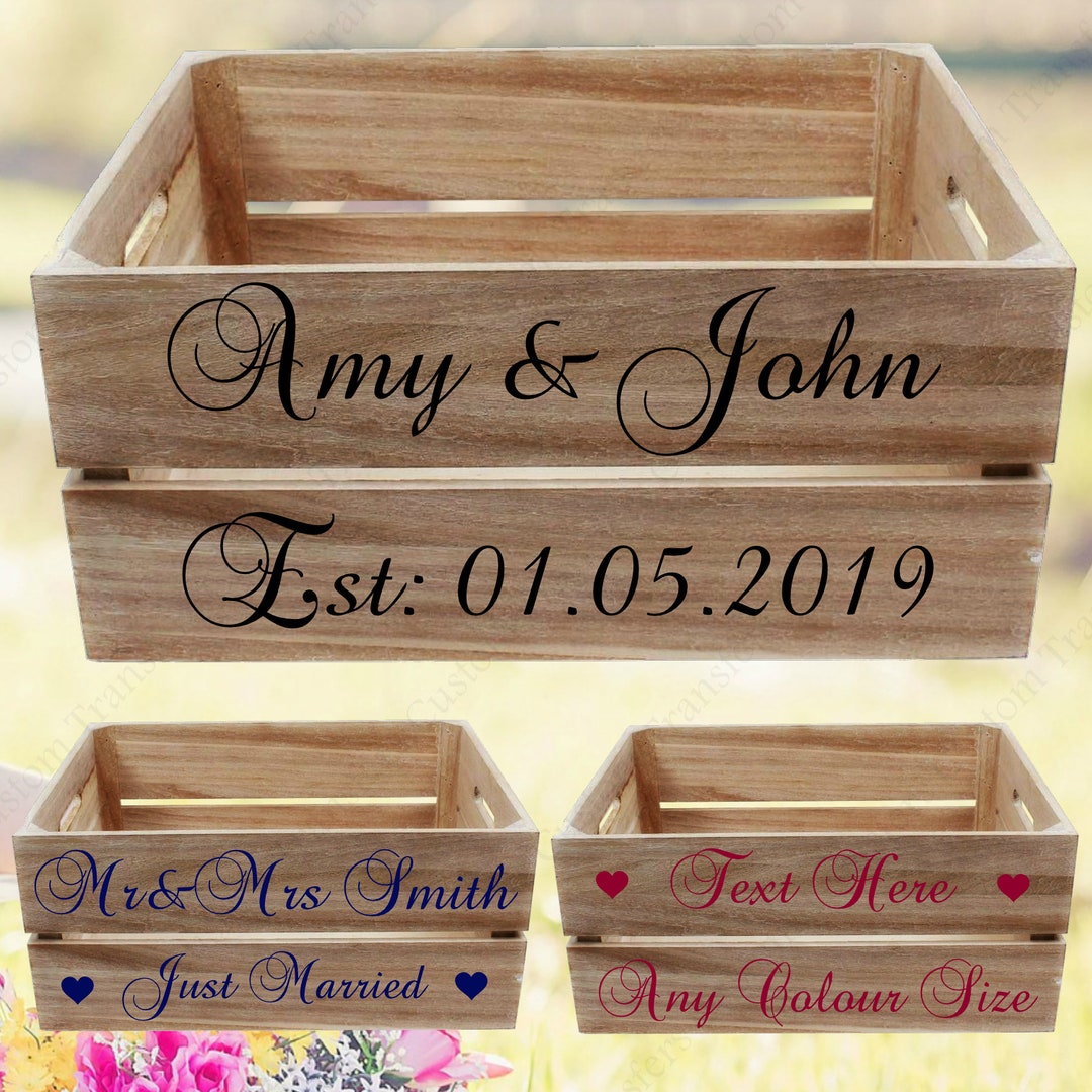 Personalised Wedding Crate Sticker | Custom Designed Crate Vinyl Decal ...