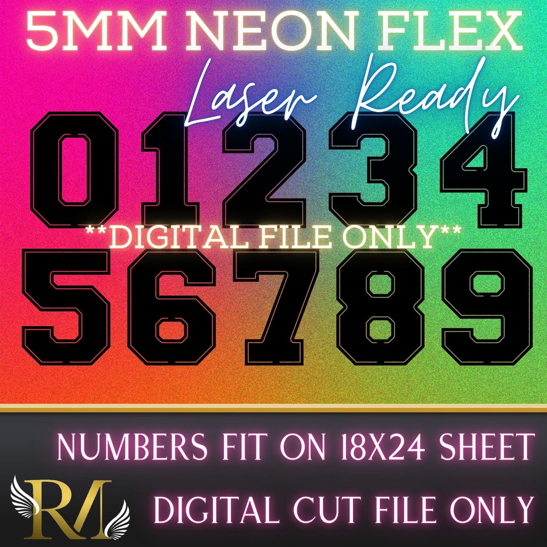 Neon Flex Number Set- Fits 18x24 Material- 0 Through 9- Make Your Own ...