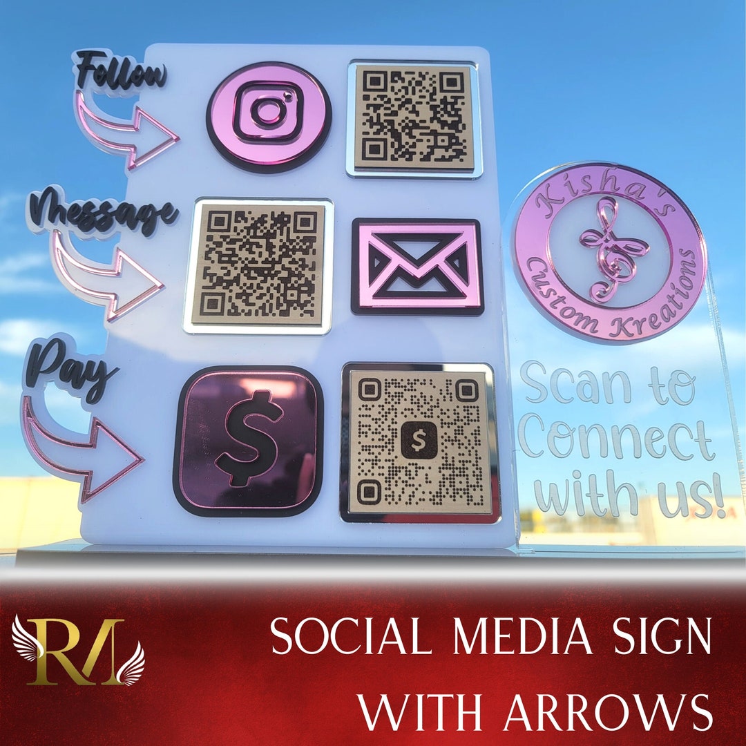 Social Media Sign With Arrows- Reigning Memories - Etsy